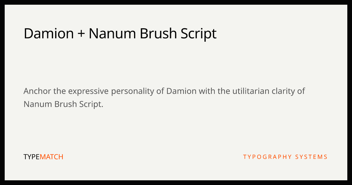 Damion & Nanum Brush Script Font Pairing
