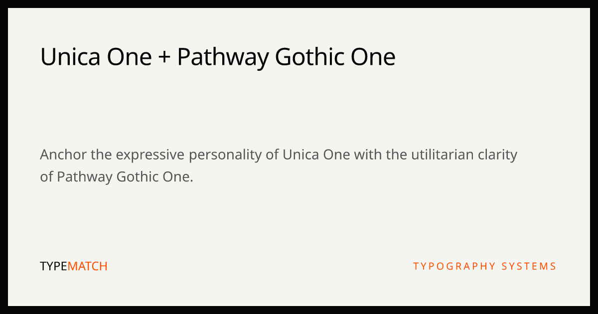Unica One & Pathway Gothic One Font Pairing
