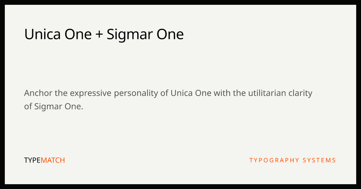 Unica One & Sigmar One Font Pairing