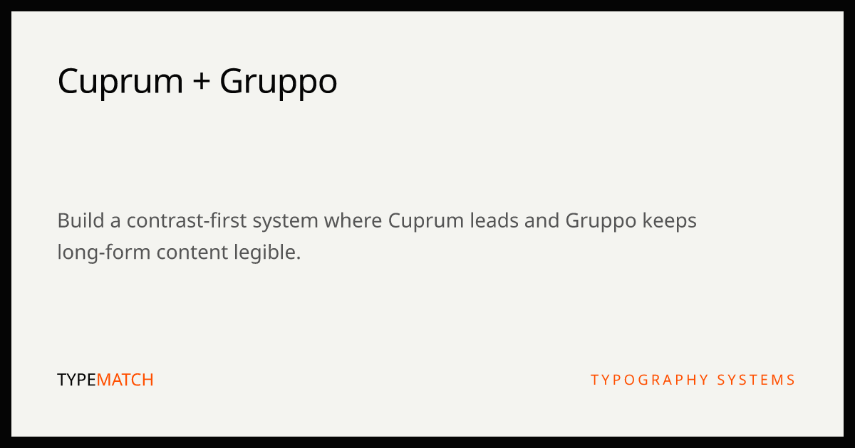 Cuprum & Gruppo Font Pairing