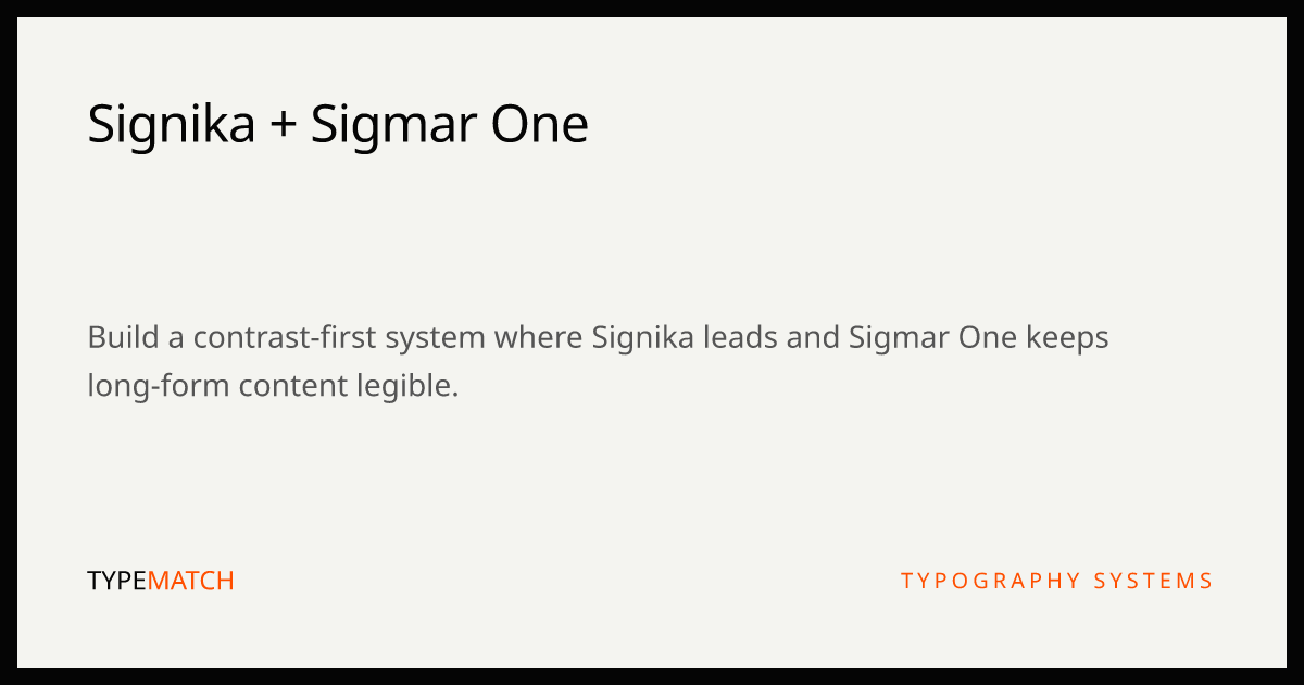 Signika & Sigmar One Font Pairing