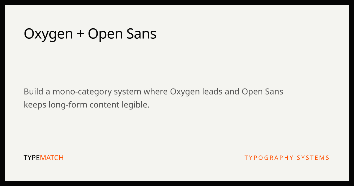 Oxygen & Open Sans Font Pairing