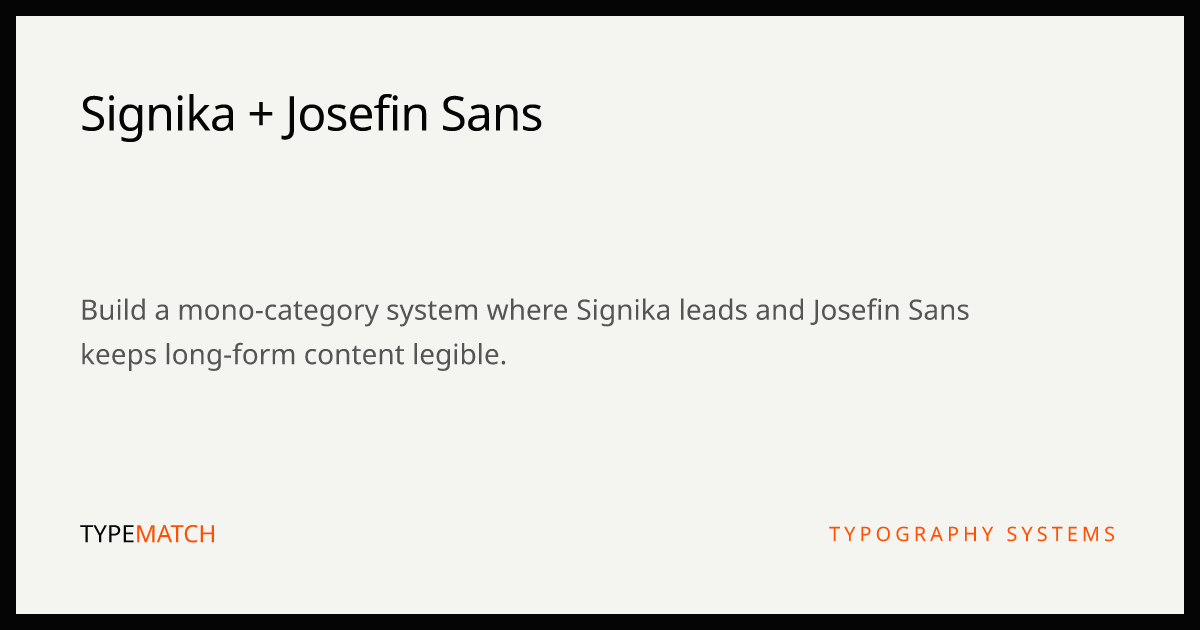 Signika & Josefin Sans Font Pairing