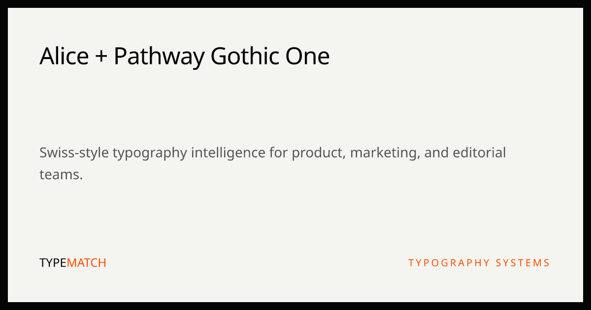 Alice & Pathway Gothic One Font Pairing