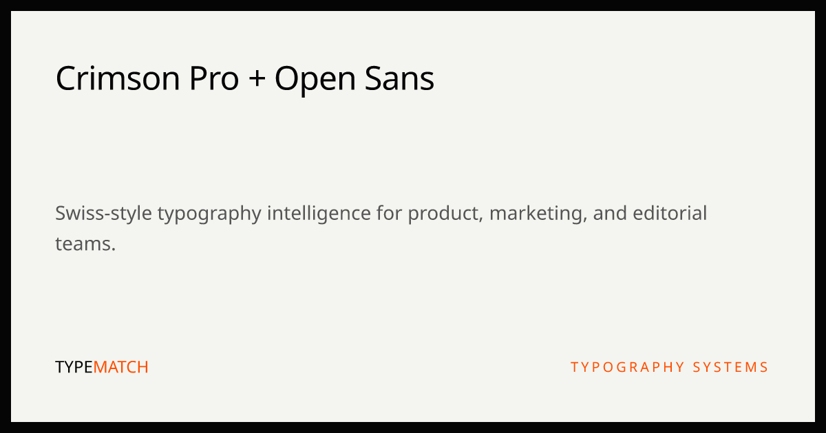 Crimson Pro & Open Sans Font Pairing