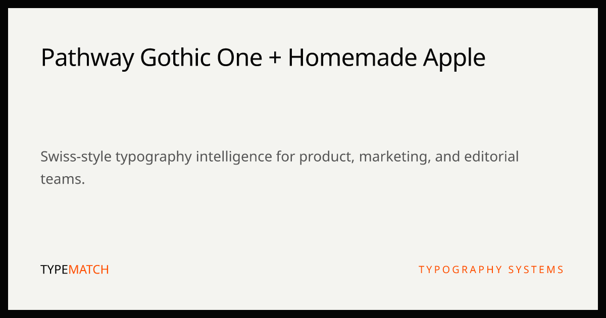 Pathway Gothic One & Homemade Apple Font Pairing