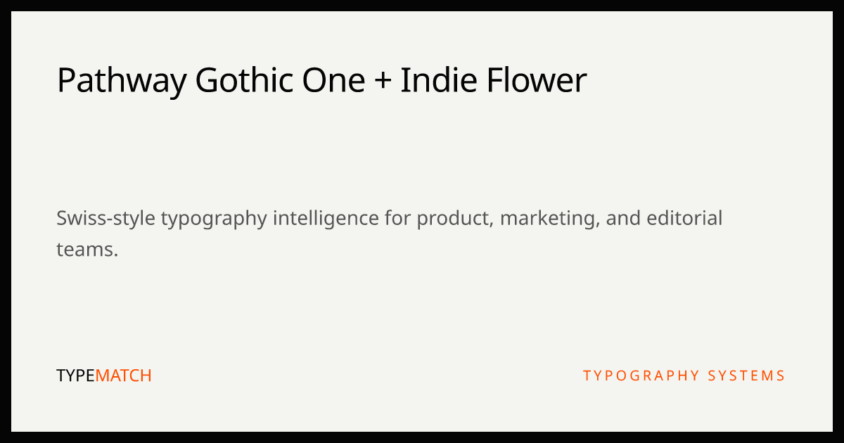 Pathway Gothic One & Indie Flower Font Pairing