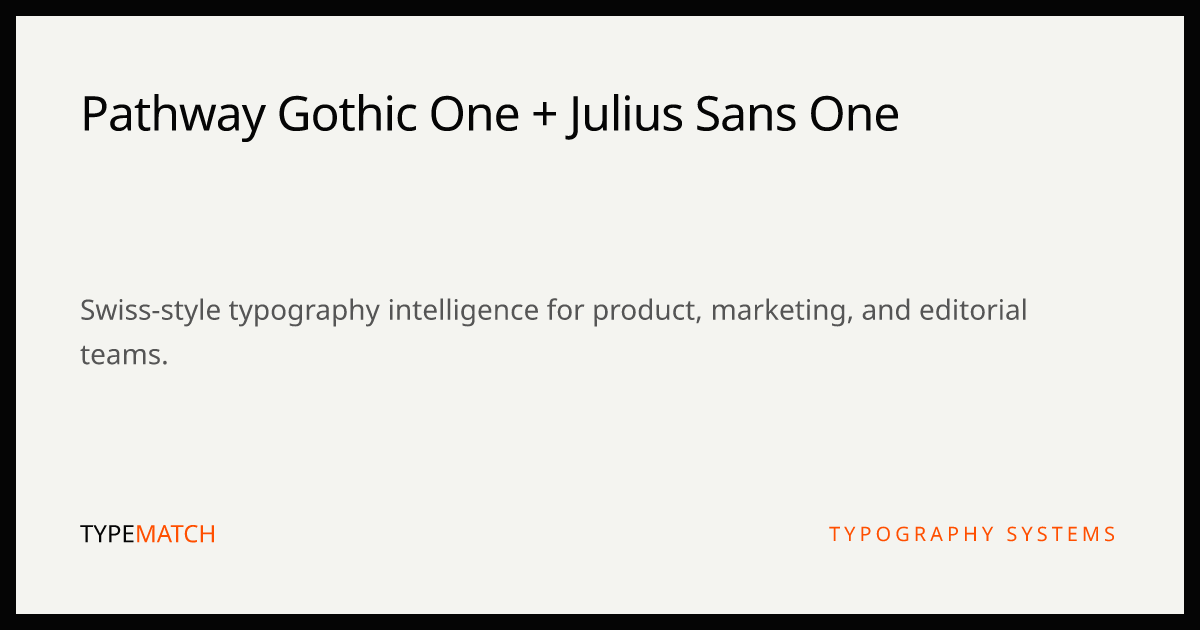 Pathway Gothic One & Julius Sans One Font Pairing