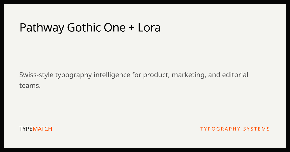 Pathway Gothic One & Lora Font Pairing