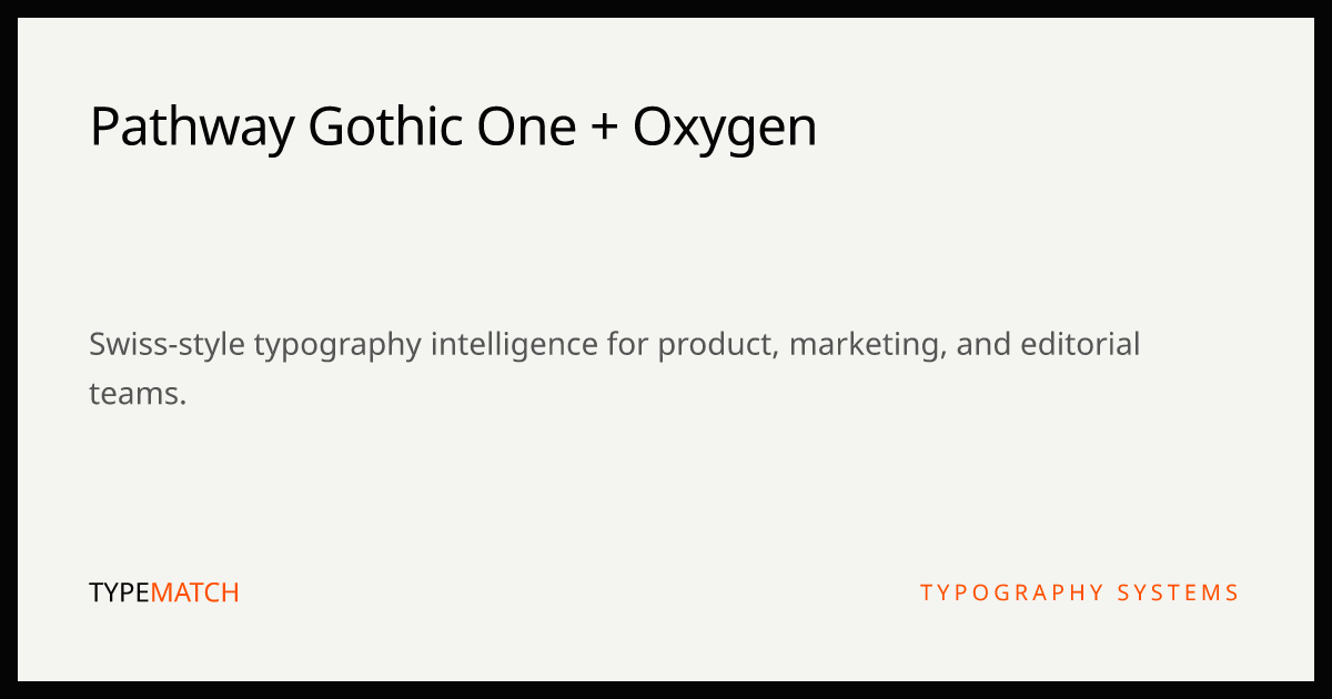 Pathway Gothic One & Oxygen Font Pairing