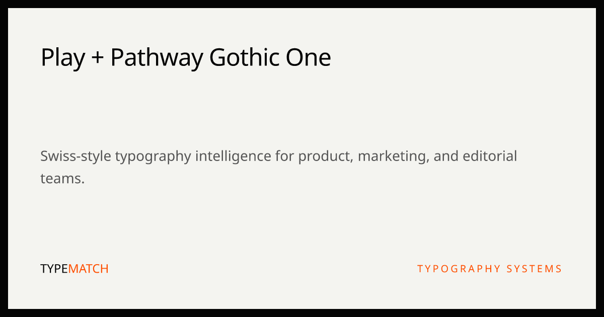 Play & Pathway Gothic One Font Pairing